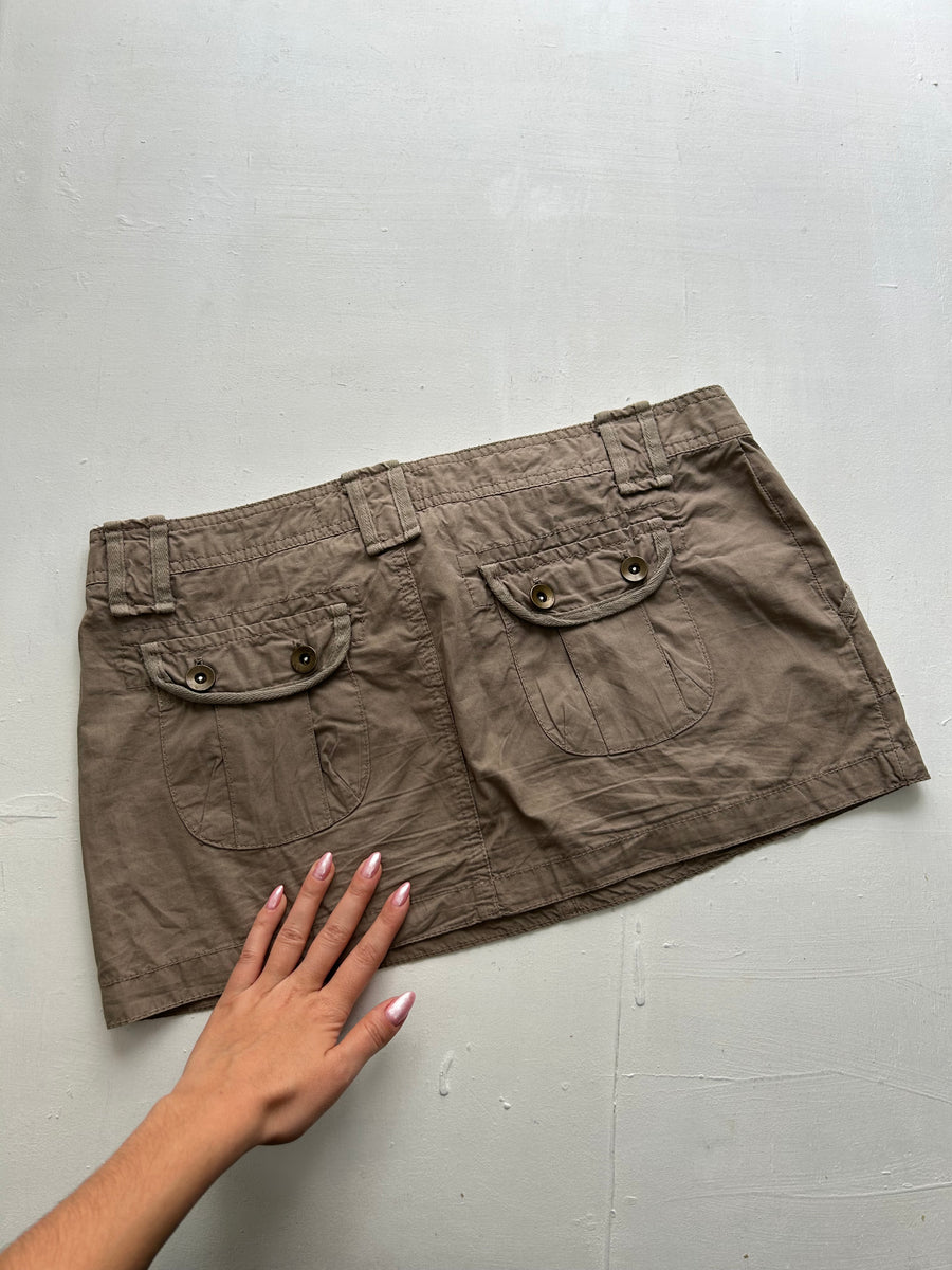 Beige low rise cotton cargo utility mini skirt 90s y2k vintage (M) – SK VINTAGE