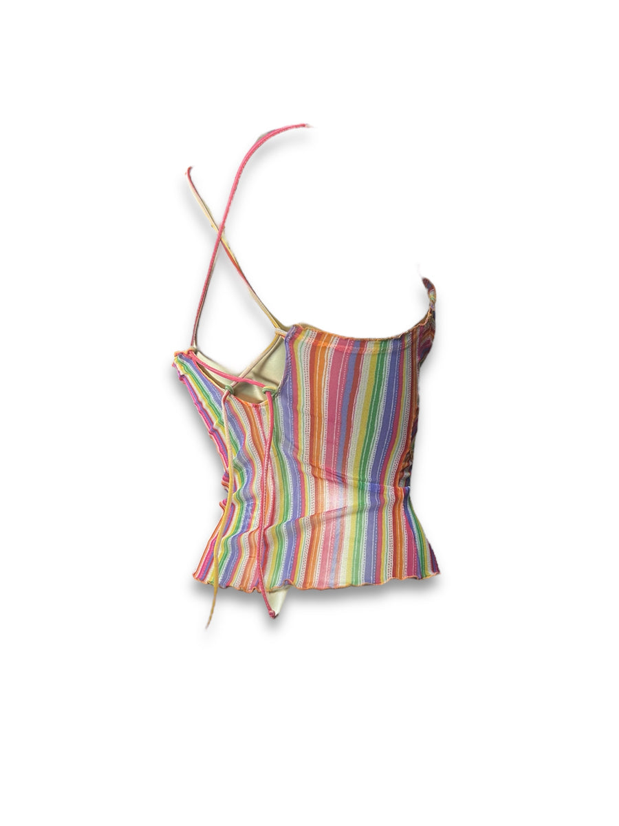 Orange striped backless mesh top (S) – SK VINTAGE